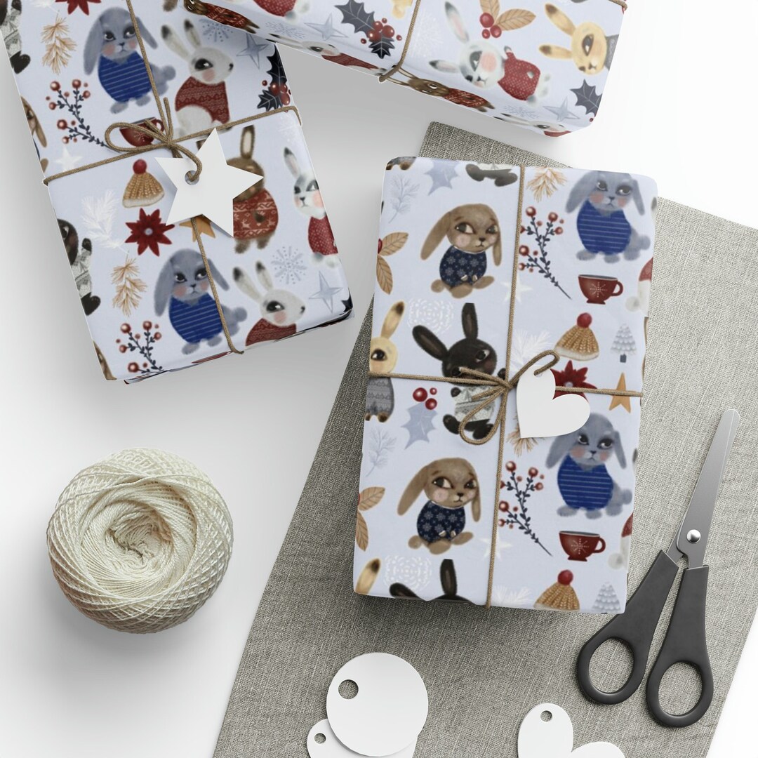 Winter Bunnies Gift Wrapping Paper Roll, Bunny Gift Wrapping Paper Roll ...