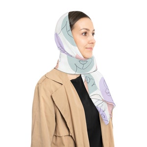 Female Face Line Art Poly Scarf, Abstract Art Female Line Art Scarf ...