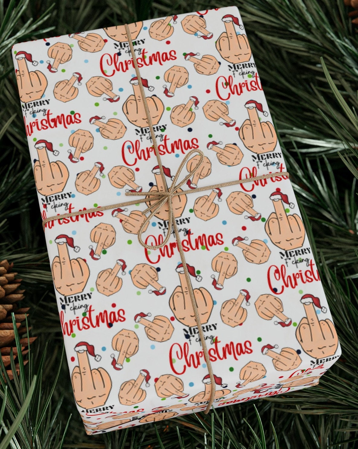 Middle Finger Merry Christmas Gift Wrapping Papers, Funny Wrapping ...