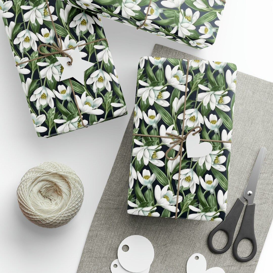 Snowdrop Flower Wrapping Paper, Snowdrops Gift Wrapping Paper Roll ...
