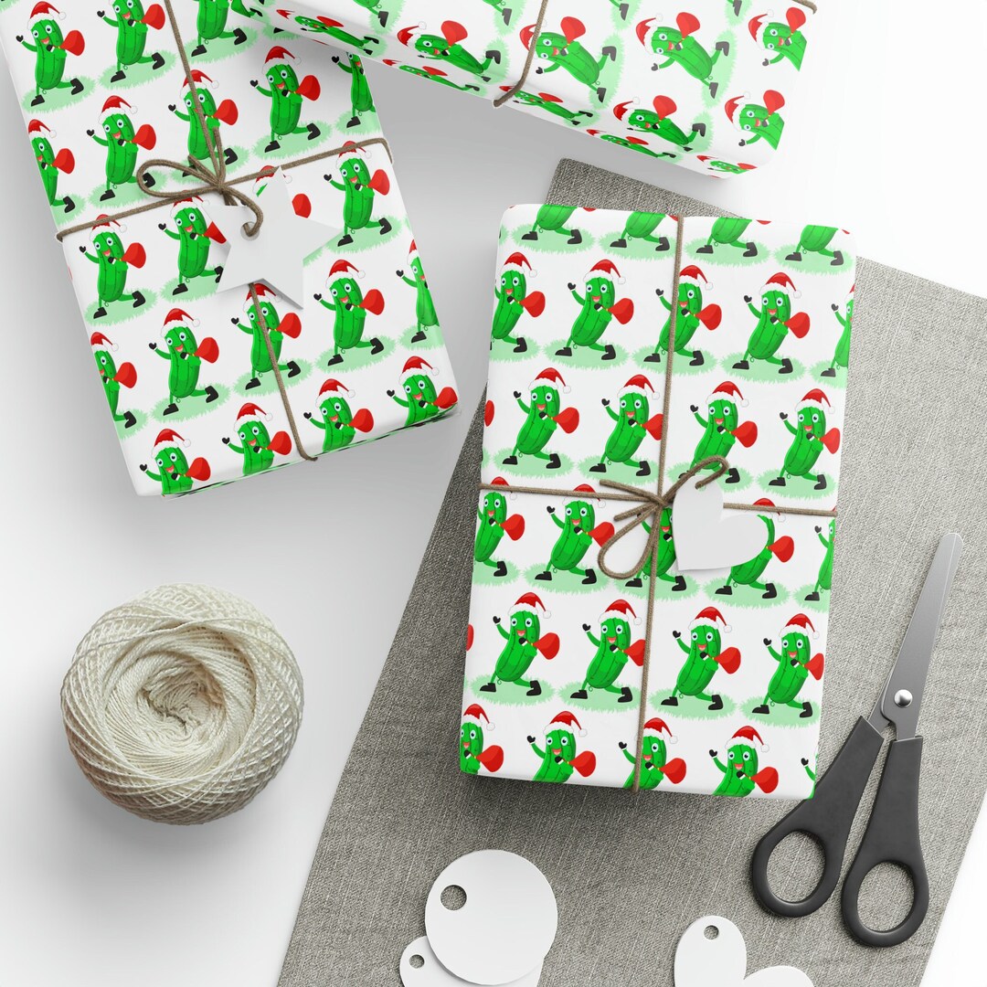 Santa Pickle Wrapping Paper, Santa Hat Pickle, Christmas Pickle, Pickle ...
