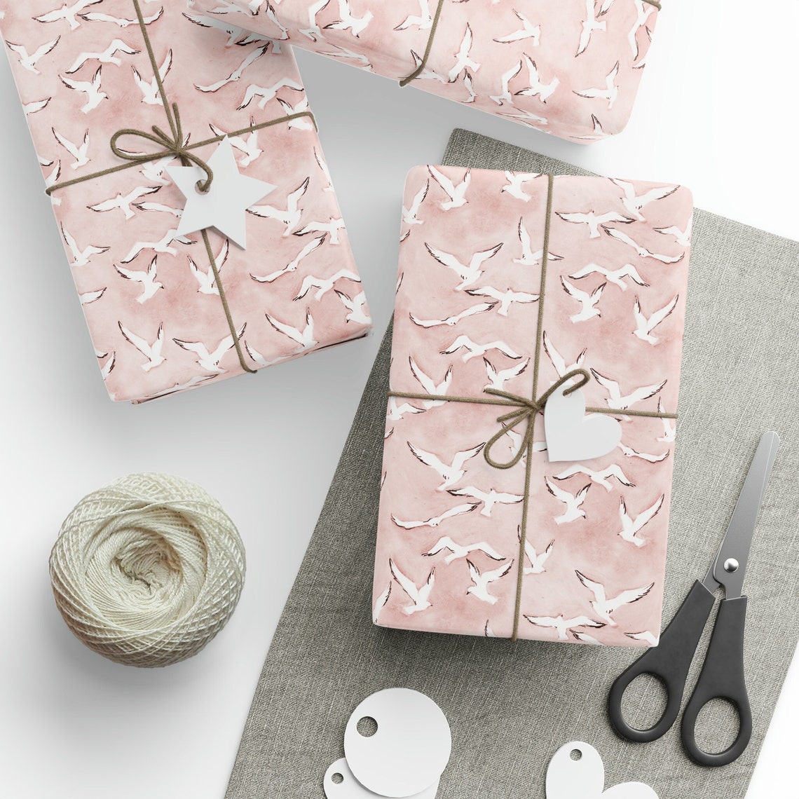 Seagull Wrapping Paper, Pink Seagull Wrapping Paper, Sea Birds Wrapping ...