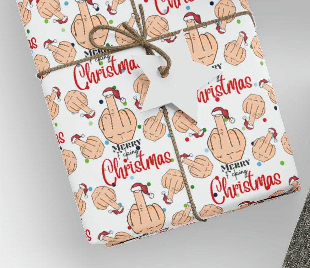 Middle Finger Merry Christmas Gift Wrapping Papers, Funny Wrapping ...