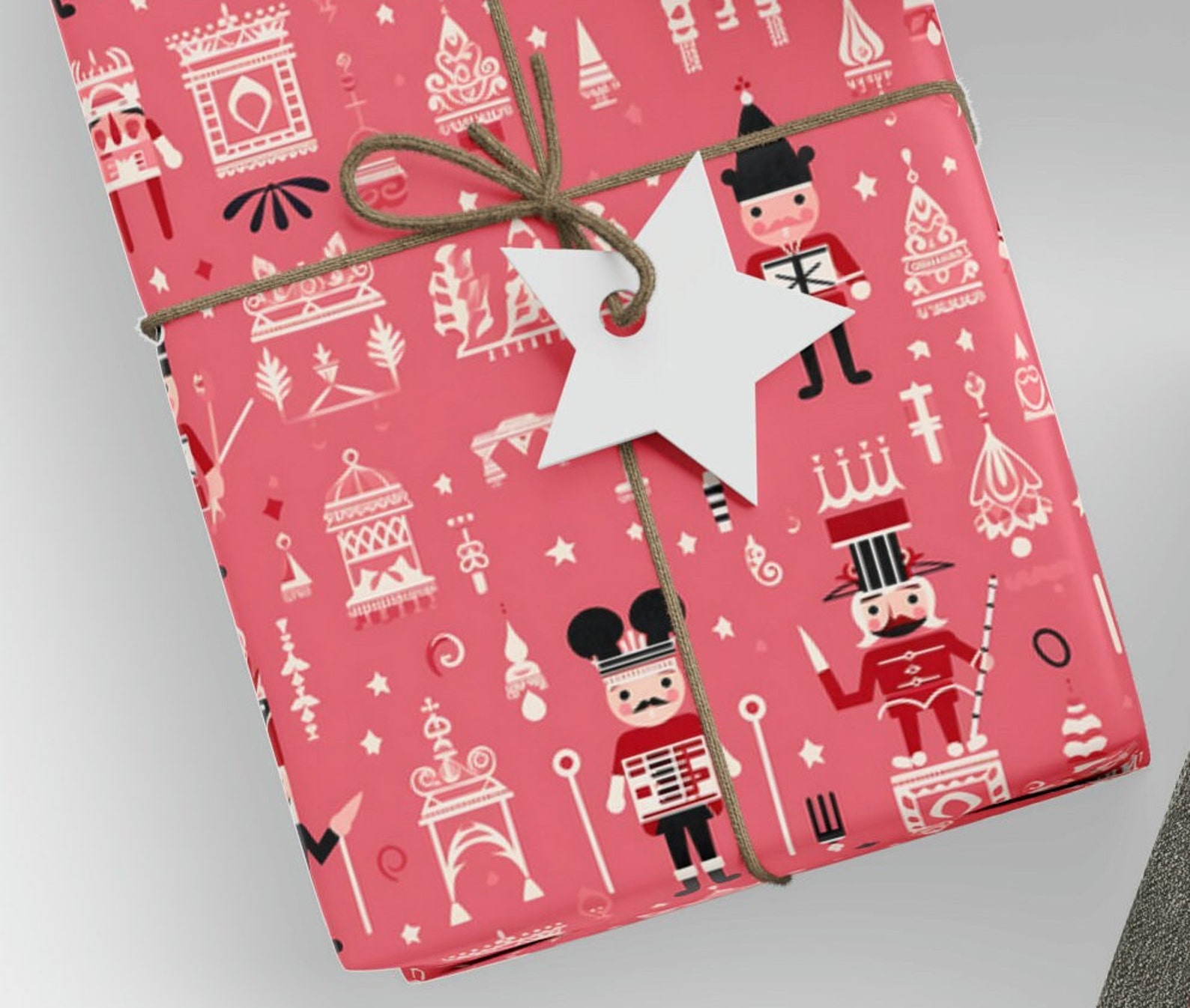 Vintage Pink Nutcracker Gift Wrapping Paper Roll, Vintage Christmas ...