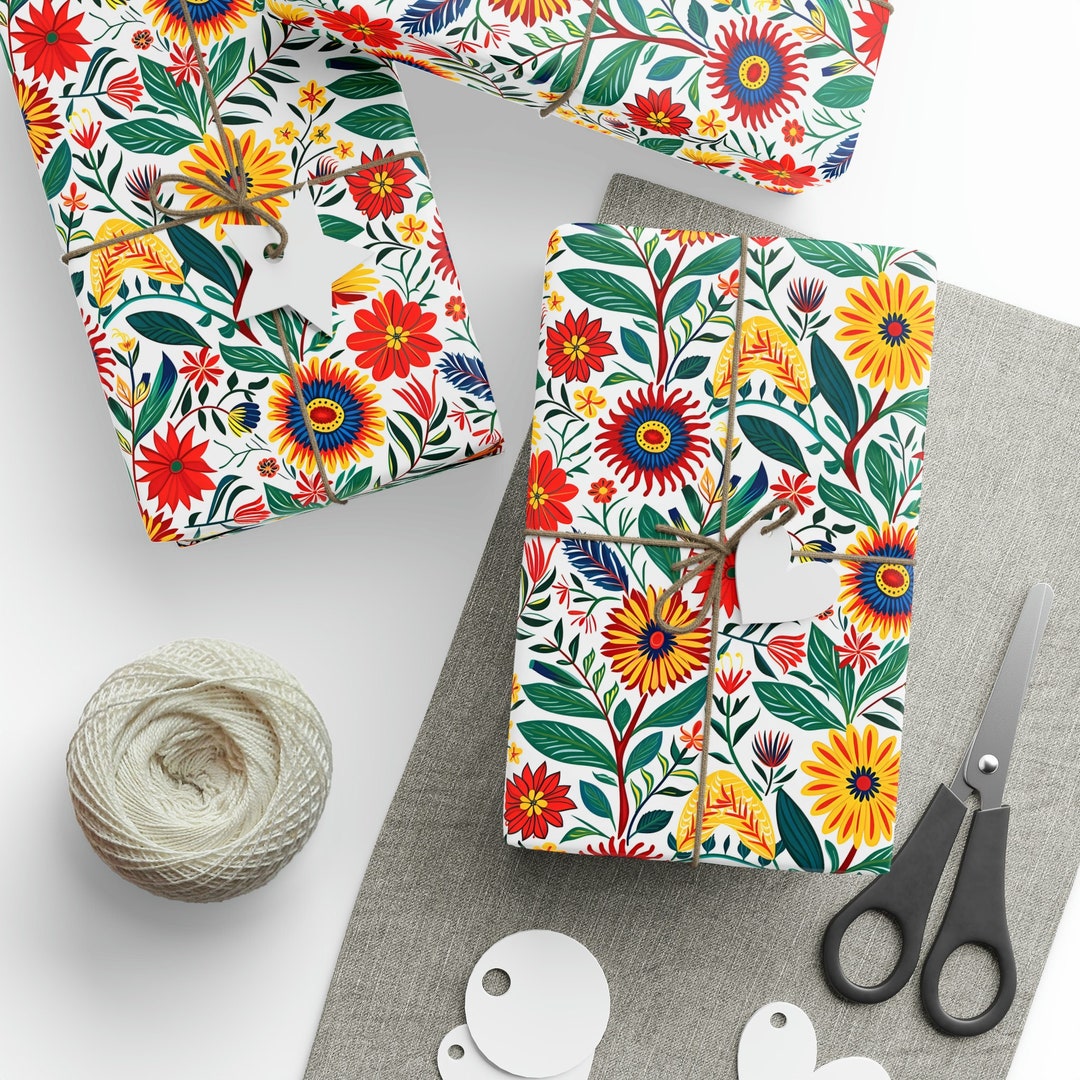 Mexican Flowers Wrapping Papers, Mexican Fiesta Gifts Wrapping Paper ...