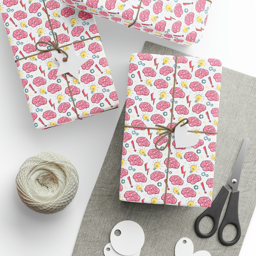 Brain Idea Wrapping Paper, Smart Students Wrapping Paper, Birthday ...