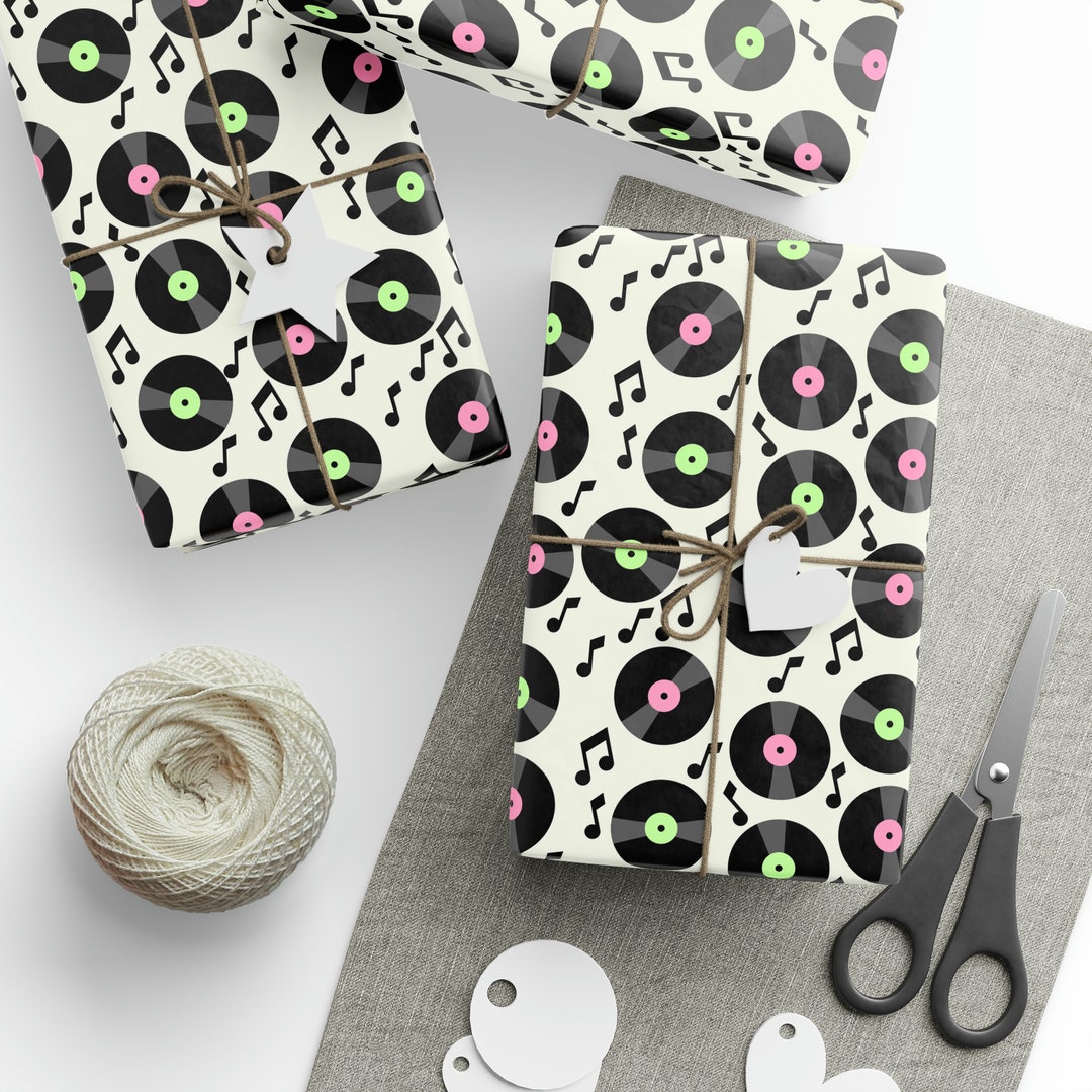 Vinyl Records and Music Notes Wrapping Paper, Vinyl Records Gifts ...