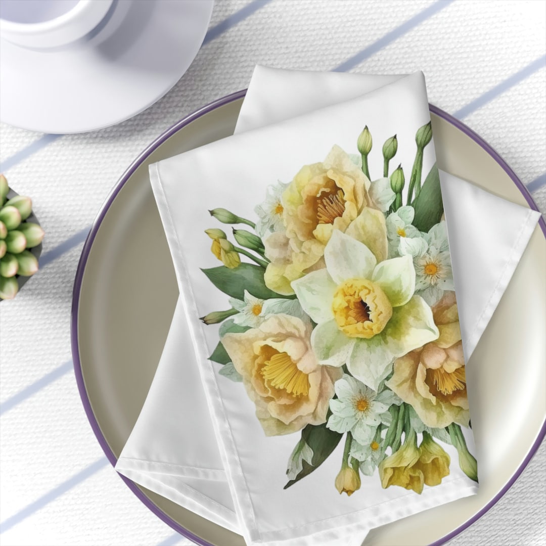 Daffodil Napkins, Daffodils Table Napkins, March Flower Daffodil Table ...