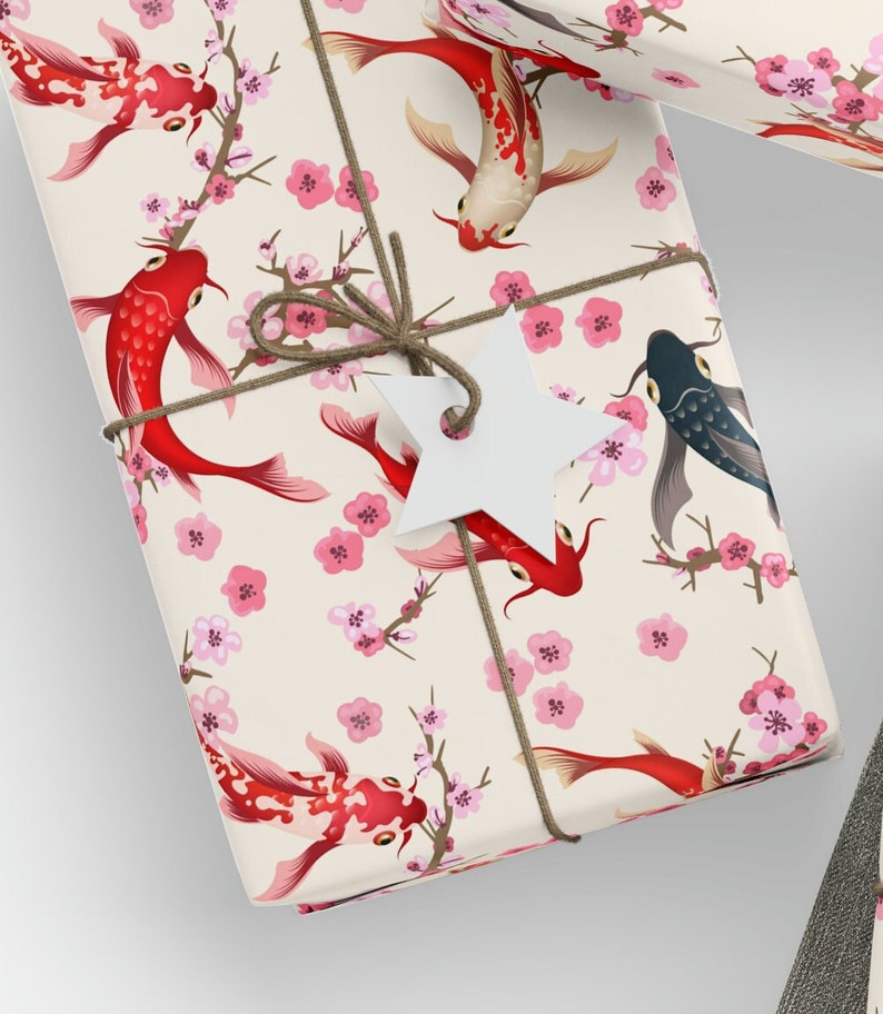 Koi Fish Wrapping Paper Roll, Fish Wrapping Paper, Koi Fish Birthday ...