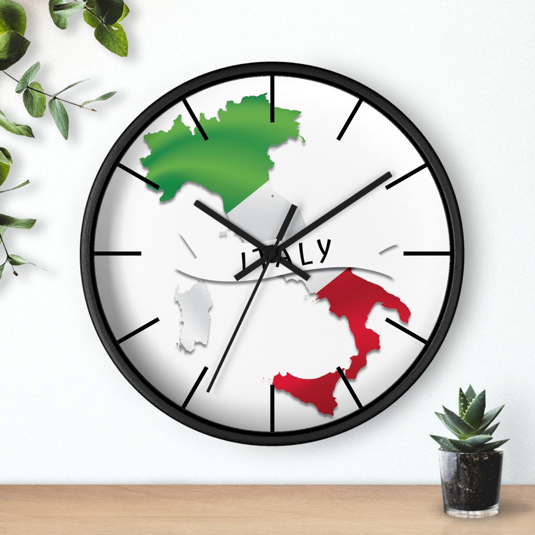 Italy Flag Wall Clock, Italy Gifts Wall Clock, Minimalistic Italy Wall ...