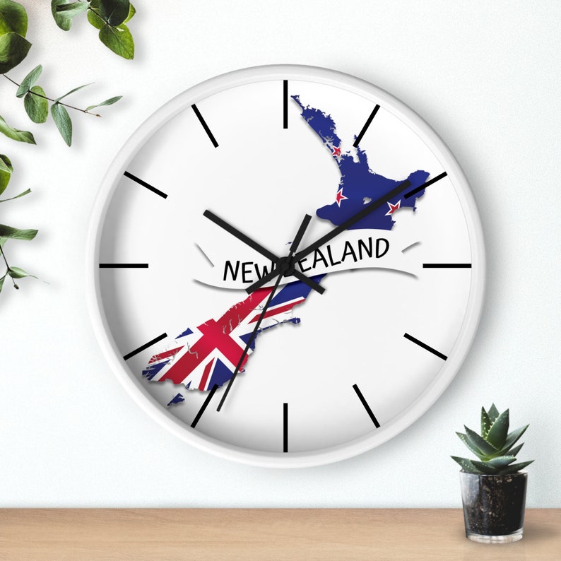New Zealand Flag Wall Clock, New Zealand Map Clock, New Zealand ...