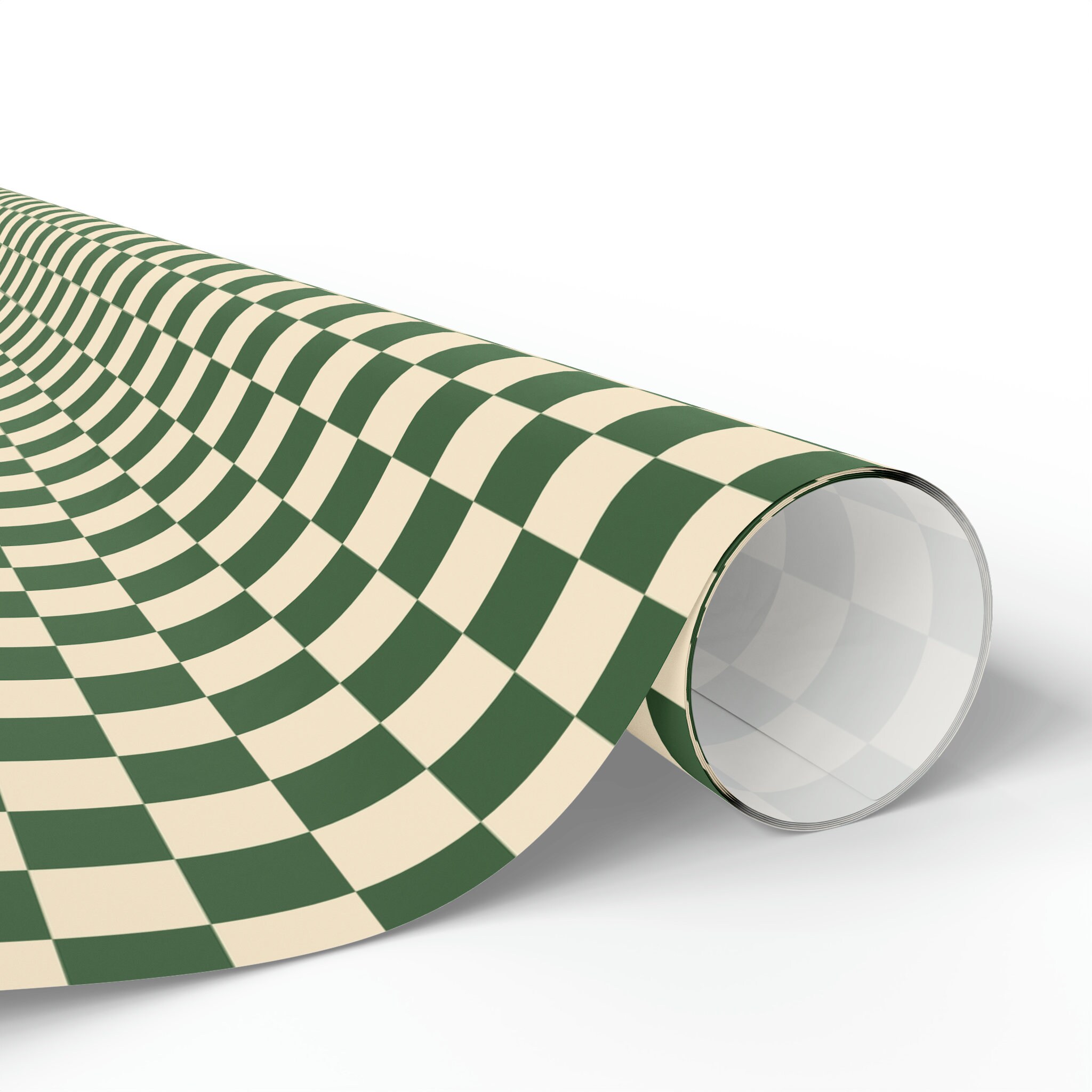 Green & Cream Checkered Gift Wrapping Paper Roll, Checkered Gift ...