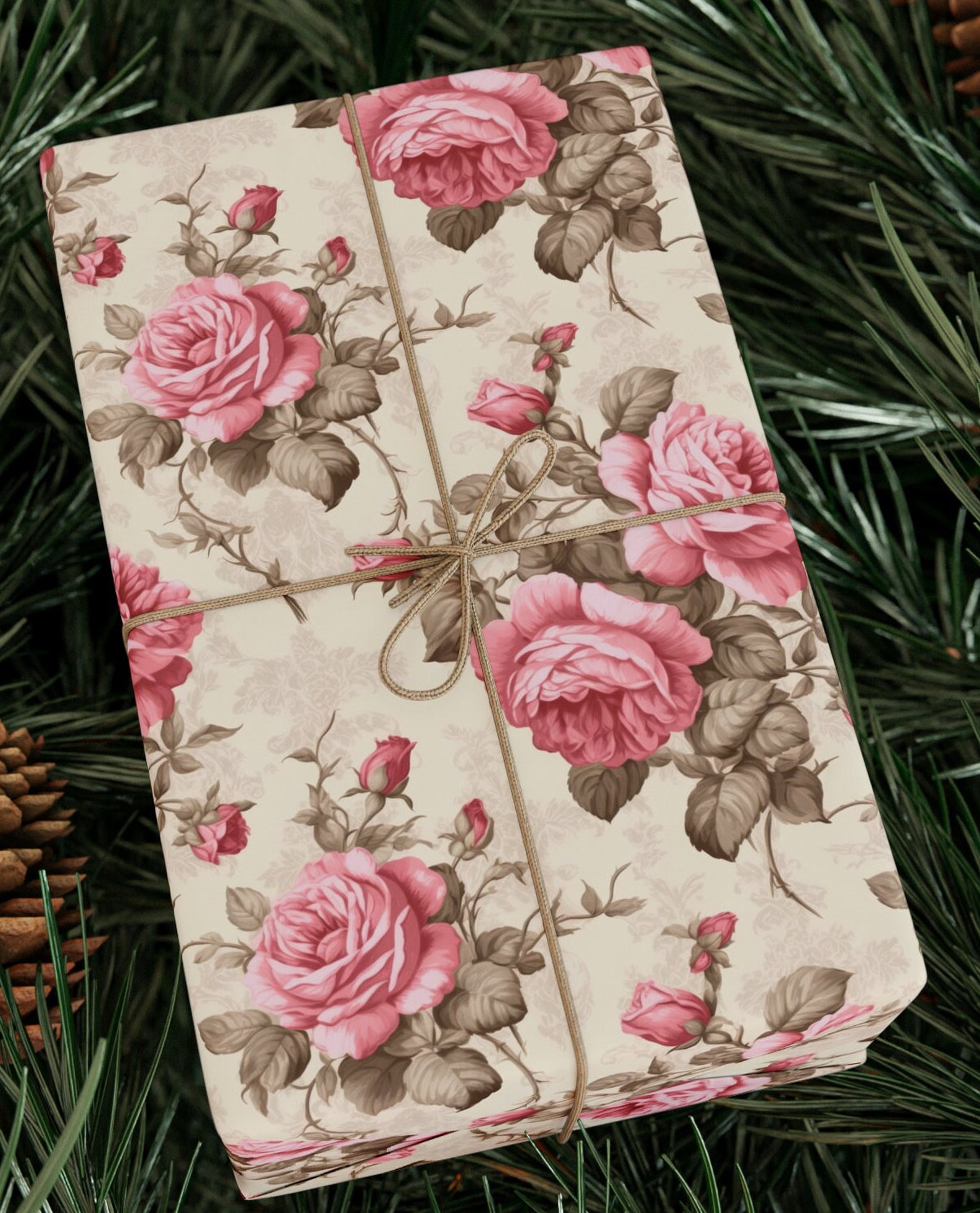 English Roses Wrapping Paper Roll, Shabby Chic Flowers Wrapping Paper ...