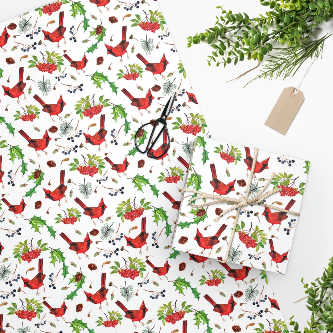 Red Cardinals Christmas Wrapping Paper Cardinals Gift - Etsy
