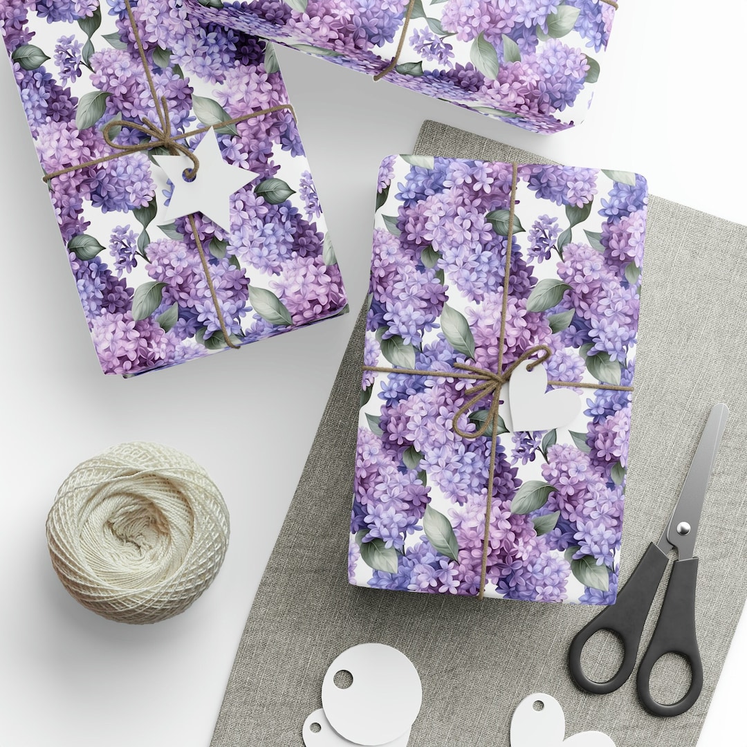 Lilac Flower Gift Wrapping Paper, Lilac Wrapping Paper, Lilac Birthday ...