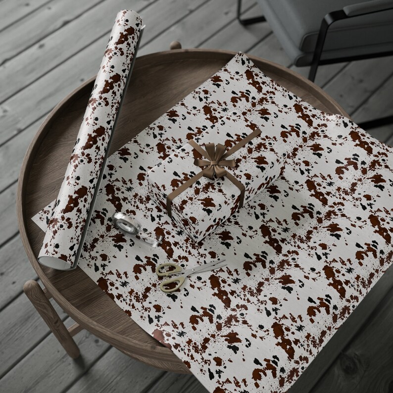 Brown Black and White Cow Wrapping Paper Roll, Cow Print Gift Wrapping ...