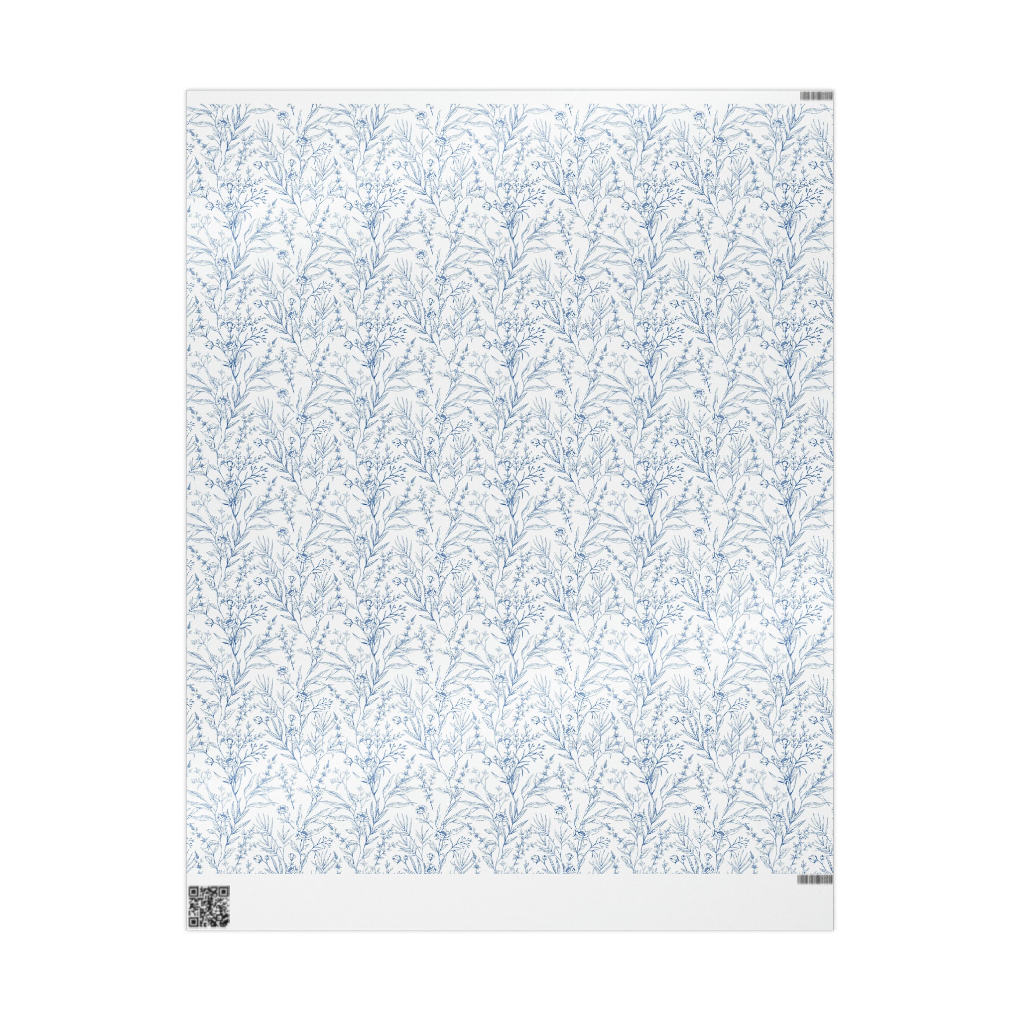 Blue Flowers Wrapping Paper, Wedding Floral Gift Wrapping Paper ...