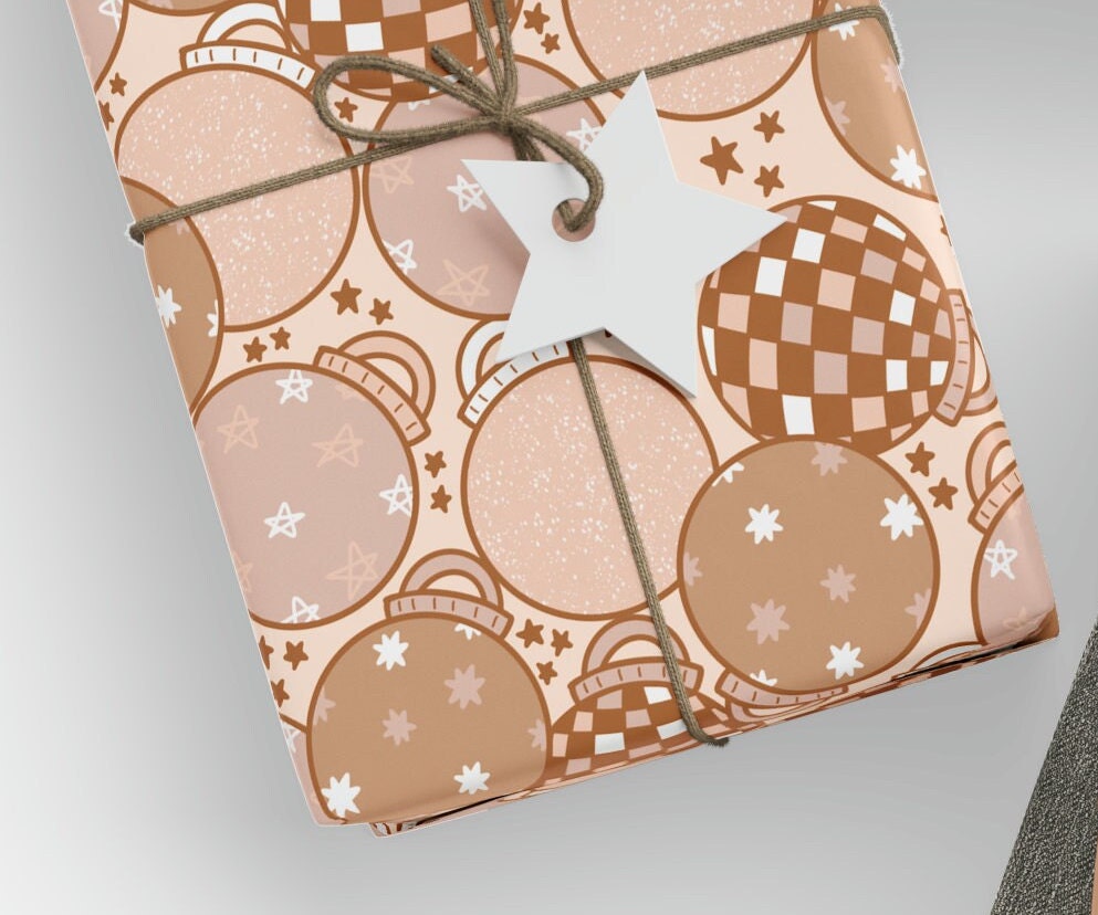 Neutral Christmas Gift Wrapping Paper Roll, Aesthetic Christmas ...