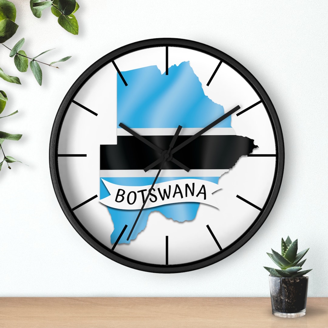 Botswana Flag Wall Clock, Botswana Map Clock, Botswana Inspired Gifts ...