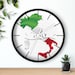 Italy Flag Wall Clock, Italy Gifts Wall Clock, Minimalistic Italy Wall ...