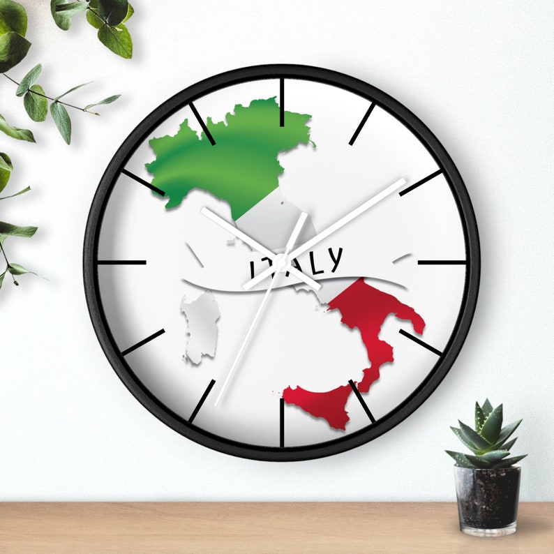 Italy Flag Wall Clock, Italy Gifts Wall Clock, Minimalistic Italy Wall ...