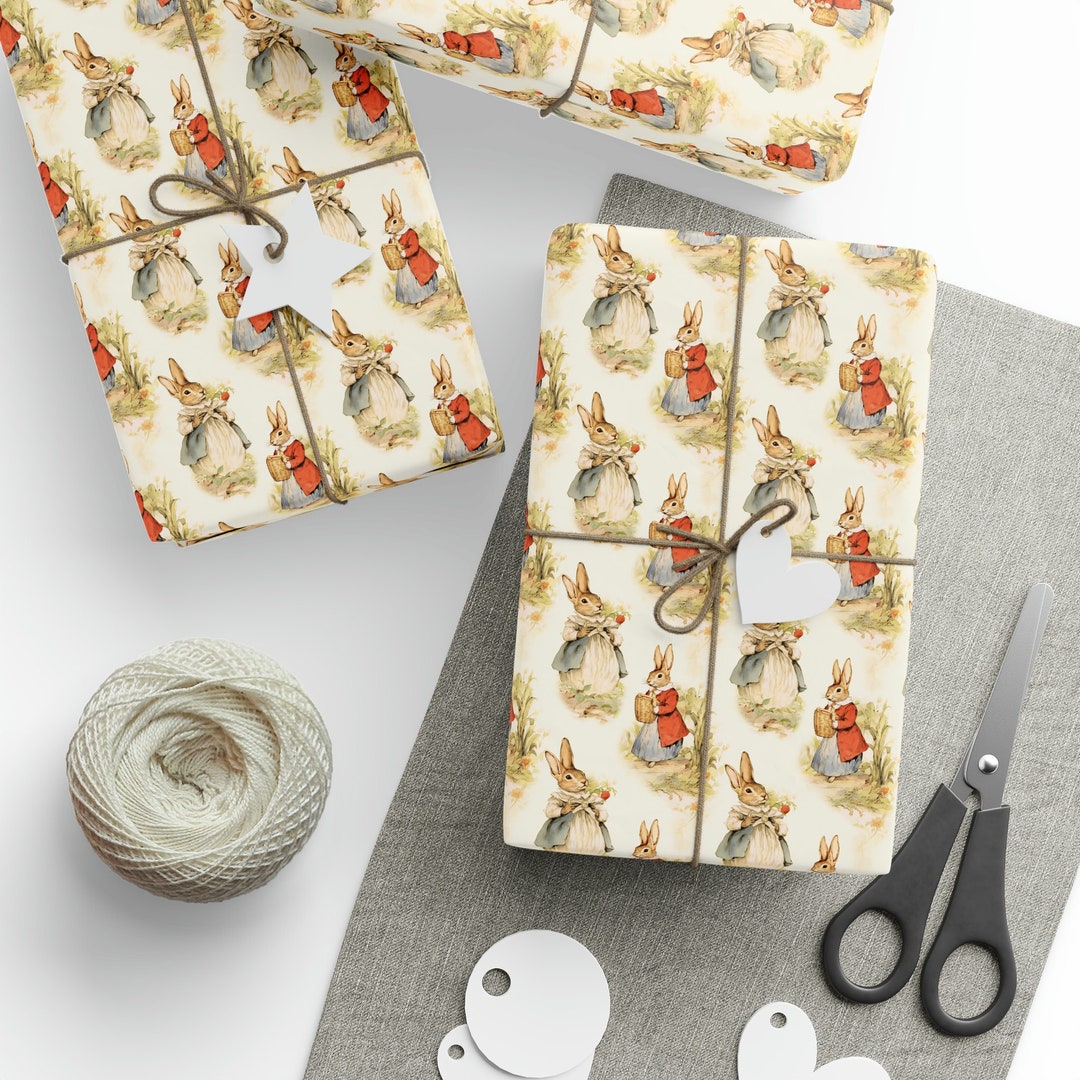 Bunny Rabbit Wrapping Paper Roll, Rabbit Birthday Gift Wrapping Paper ...