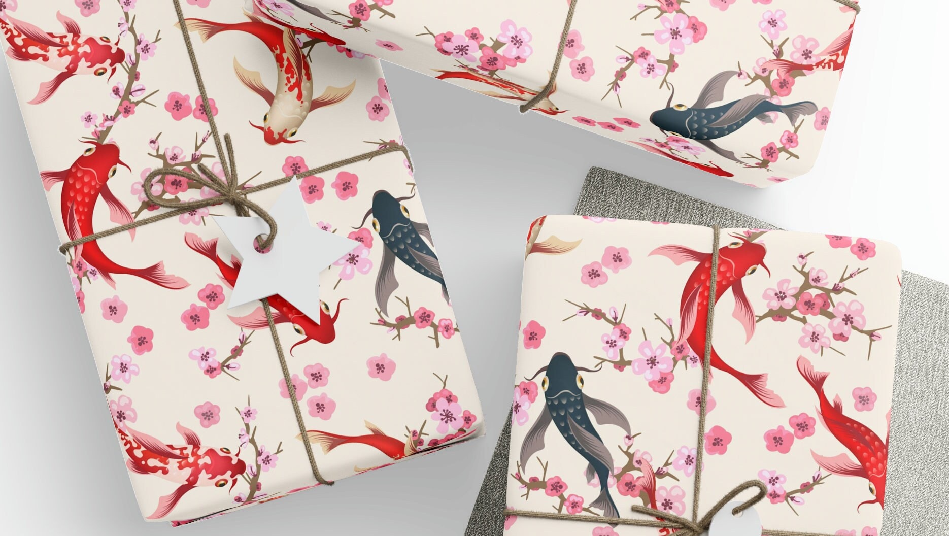 Koi Fish Wrapping Paper Roll, Fish Wrapping Paper, Koi Fish Birthday ...