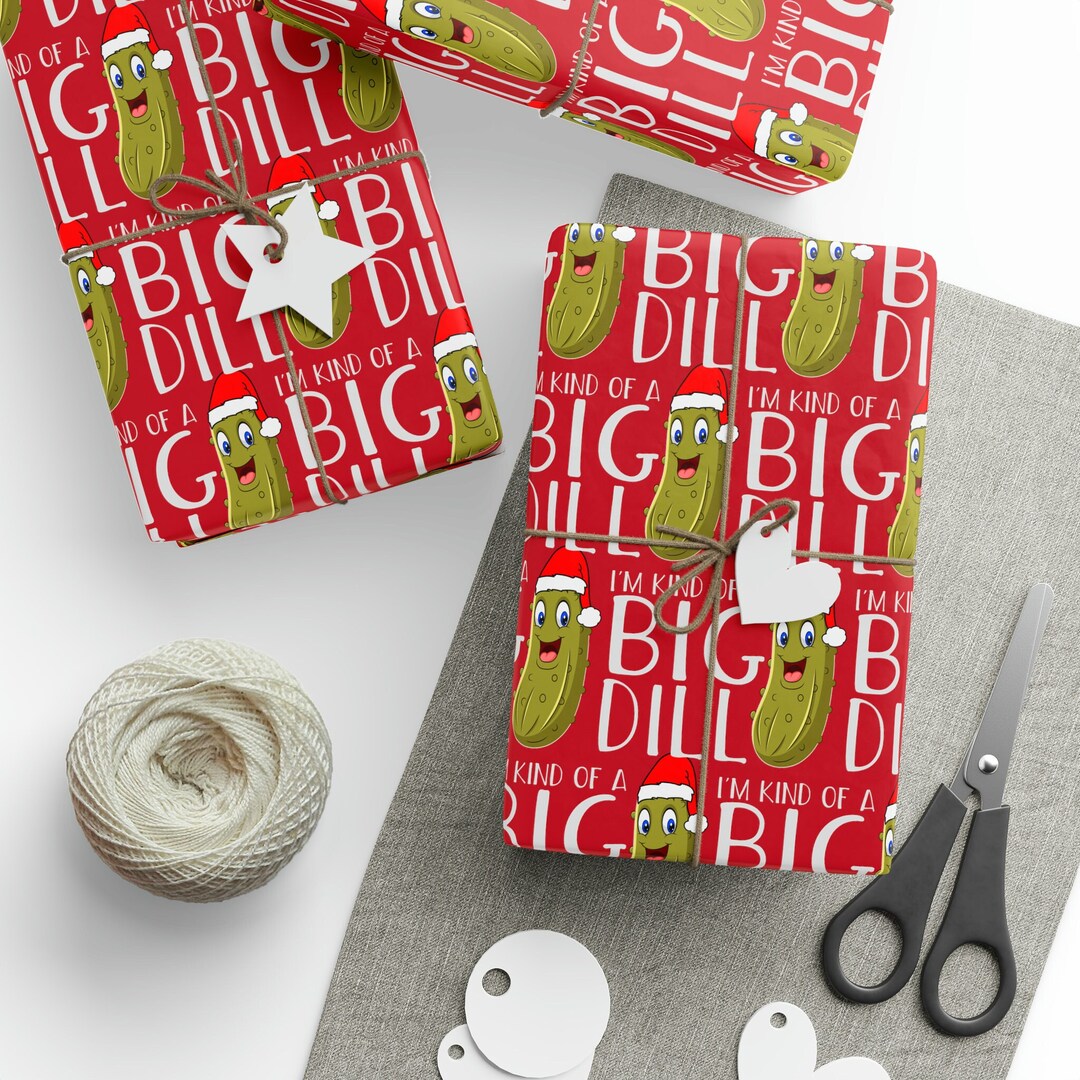 Santa Pickle Gift Wrapping Paper Roll, Pickle Gift Wrapping Paper ...