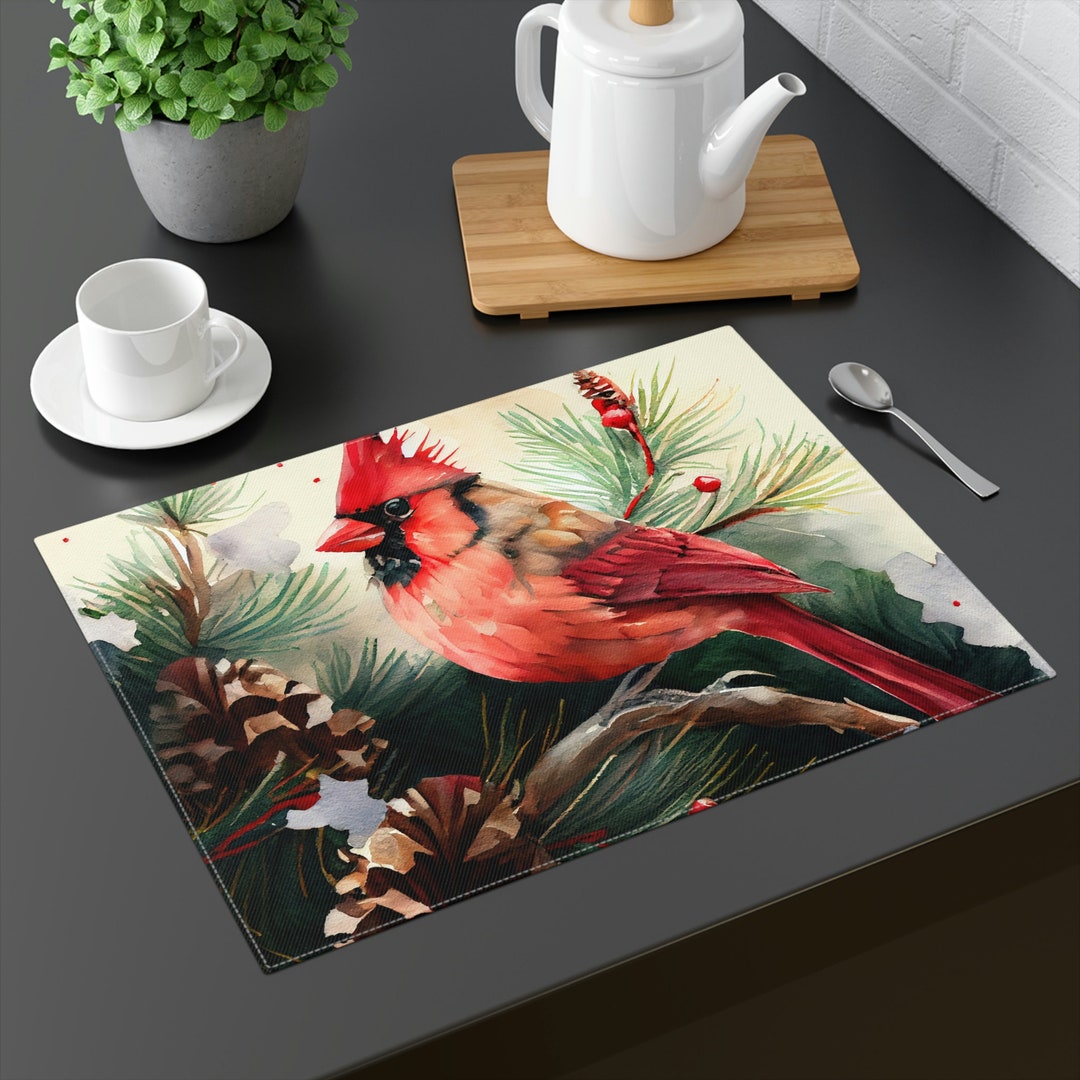 Cardinal Table Decor, Christmas Cardinals Placemat, 1pc, Cardinal ...