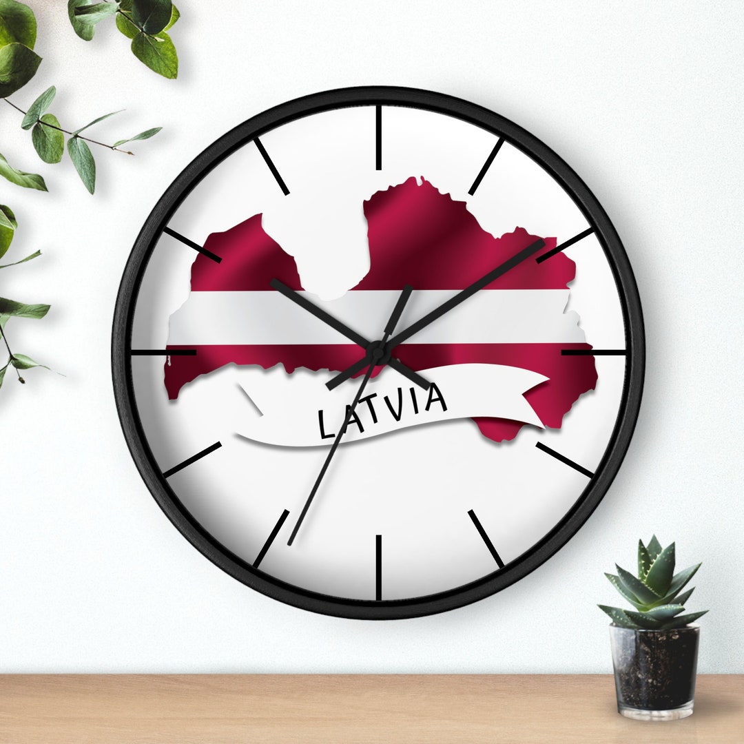 Latvia Flag Wall Clock, Latvia Flag Inspired Wall Clock, Latvia Gifts ...
