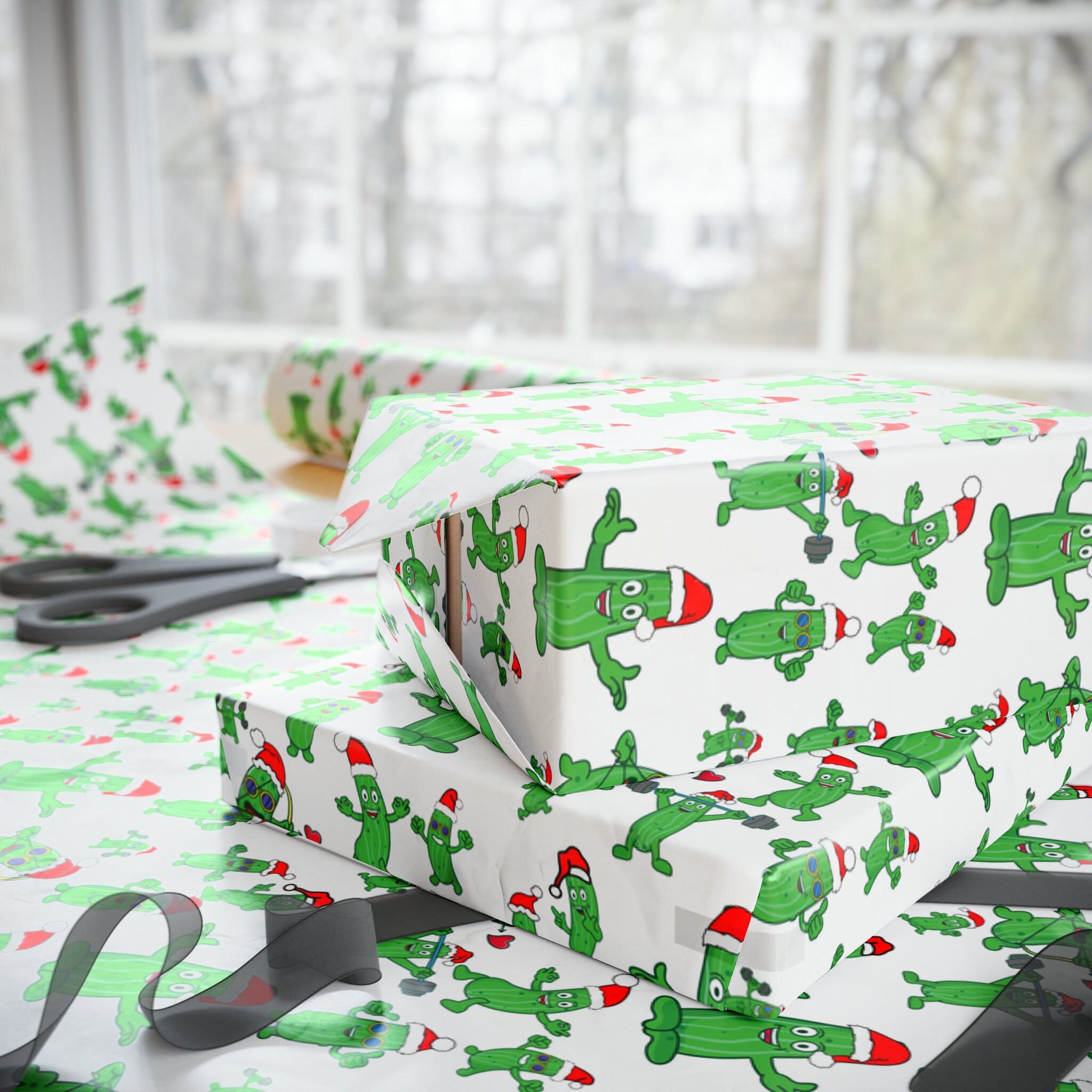 Pickle Gift Wrapping Papers, Santa Pickle Gift Wrapping Paper ...