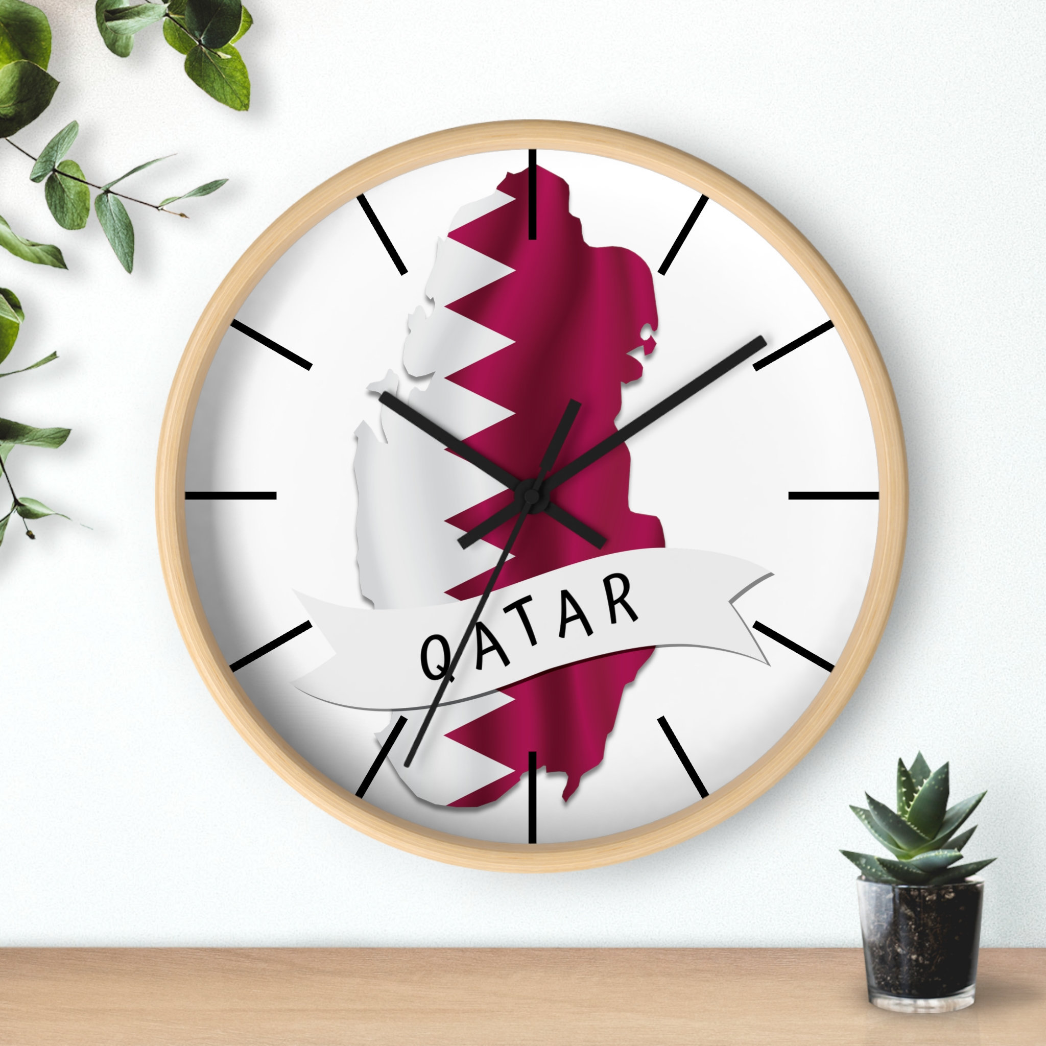 Qatar Flag Wall Clock Qatar Map Clock Qatar Inspired Gifts - Etsy