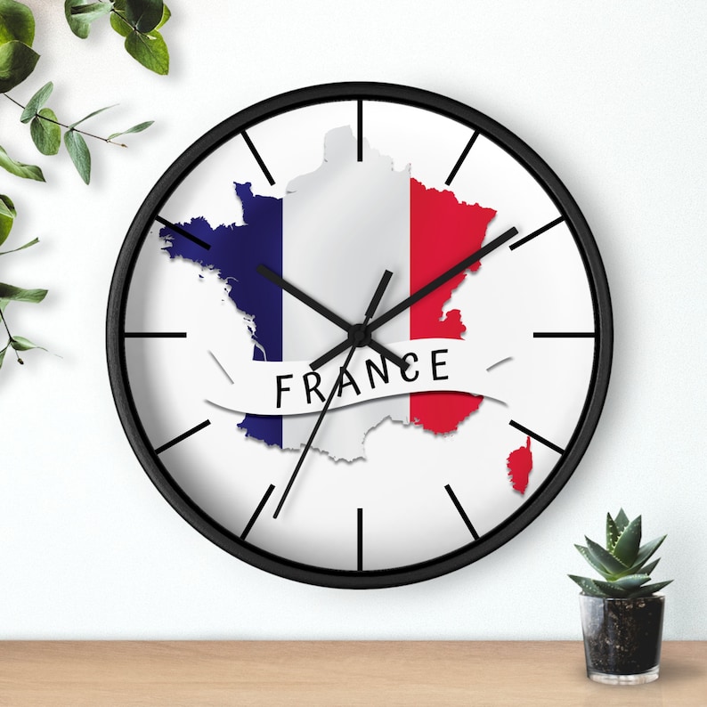 France Flag Wall Clock, France Map Clock, France Inspired Gifts, France ...