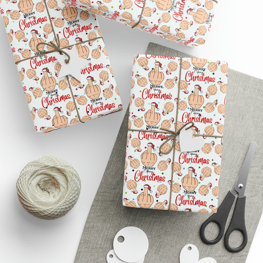 Middle Finger Merry Christmas Gift Wrapping Papers, Funny Wrapping ...