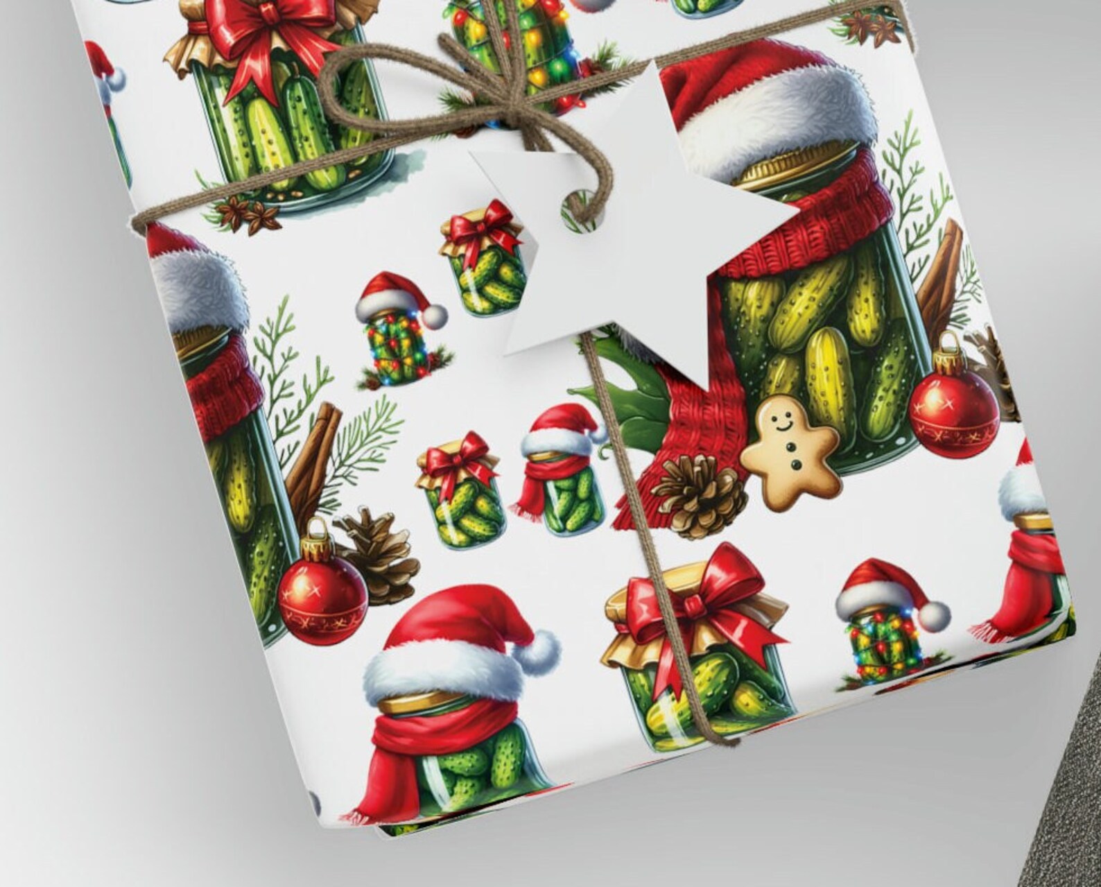 Santa Pickle Jar Gift Wrapping Papers, Pickle Gift Wrapping Paper ...