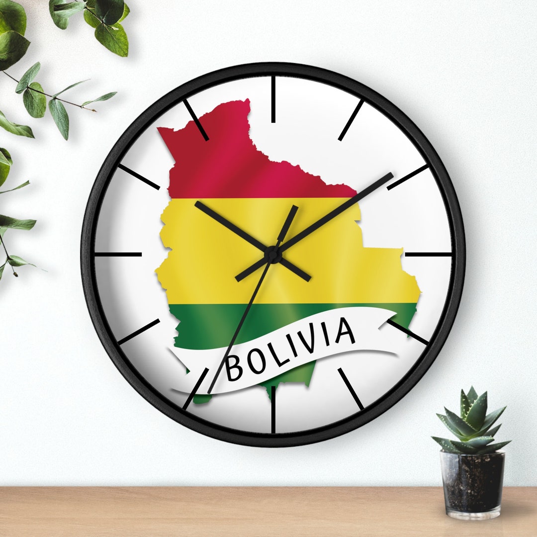 Bolivia Flag Wall Clock, Bolivia Flag Inspired Wall Clock, Bolivia ...