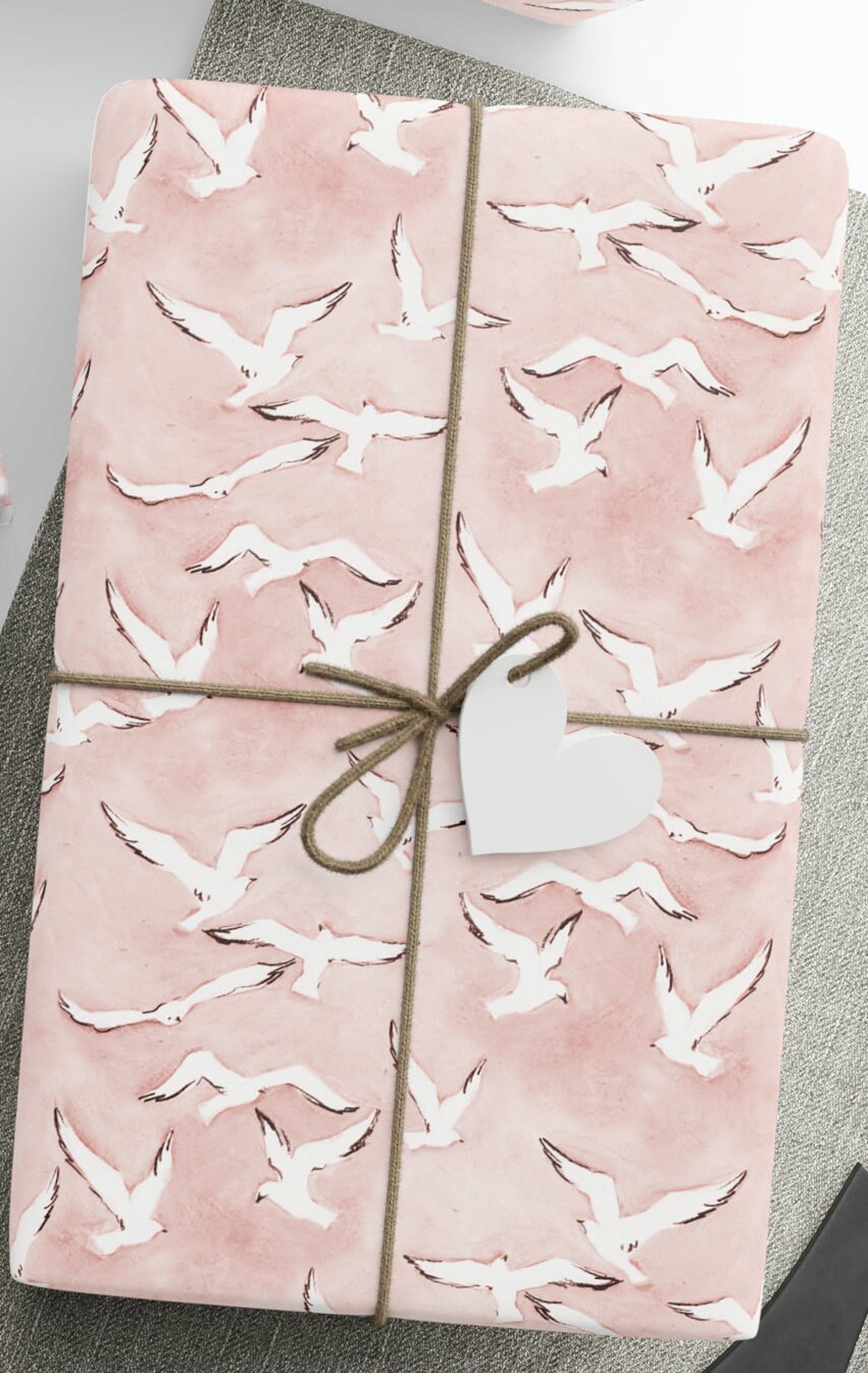 Seagull Wrapping Paper, Pink Seagull Wrapping Paper, Sea Birds Wrapping ...