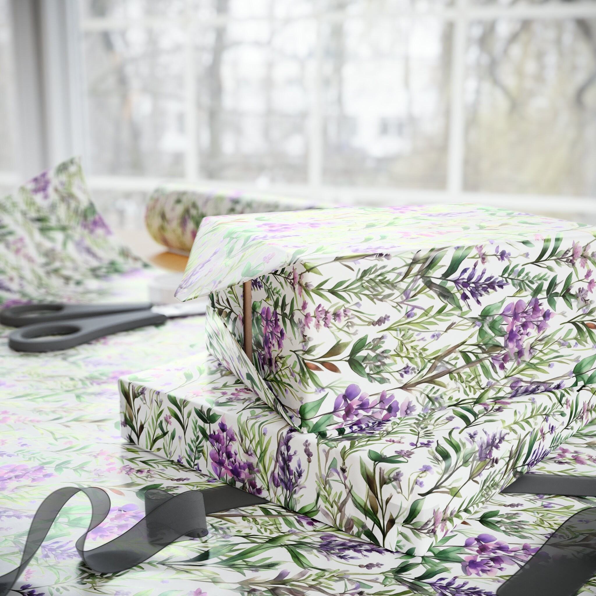 Lavender Watercolor Wrapping Paper , Lavender Gift Wrapping Paper ...