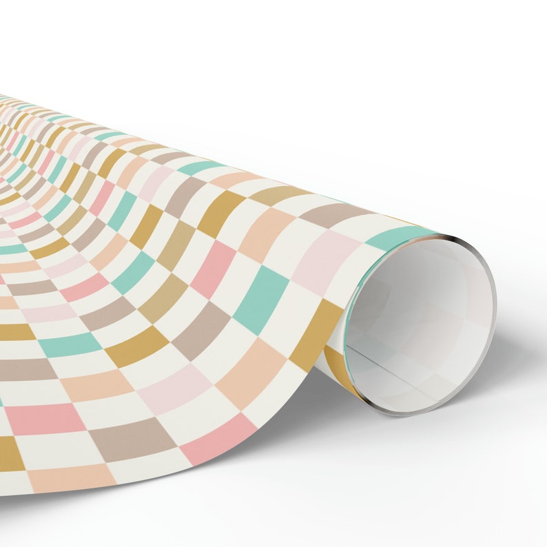 Modern Checkered Gift Wrapping Paper Roll, Pastel Checkered Gift ...