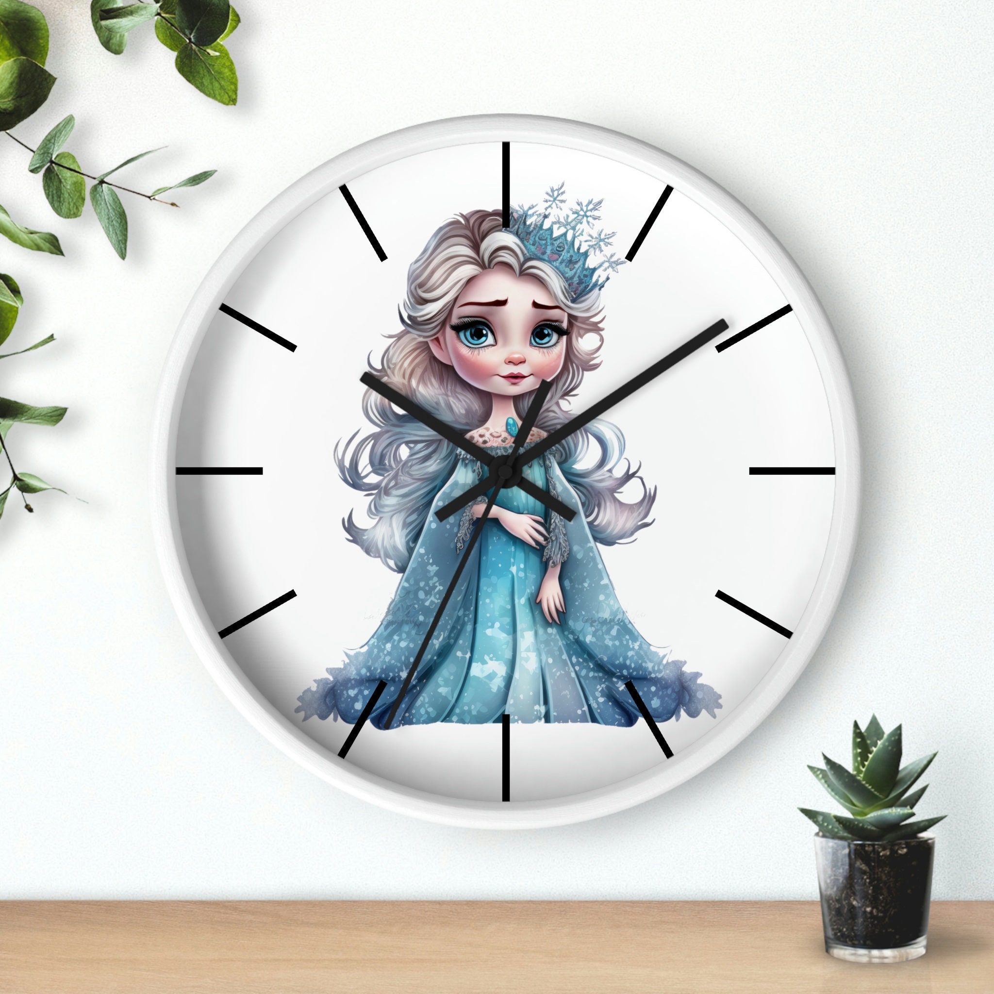 Princess Wall Clock, Princes With Crown Clock, Winter Princess Clock ...