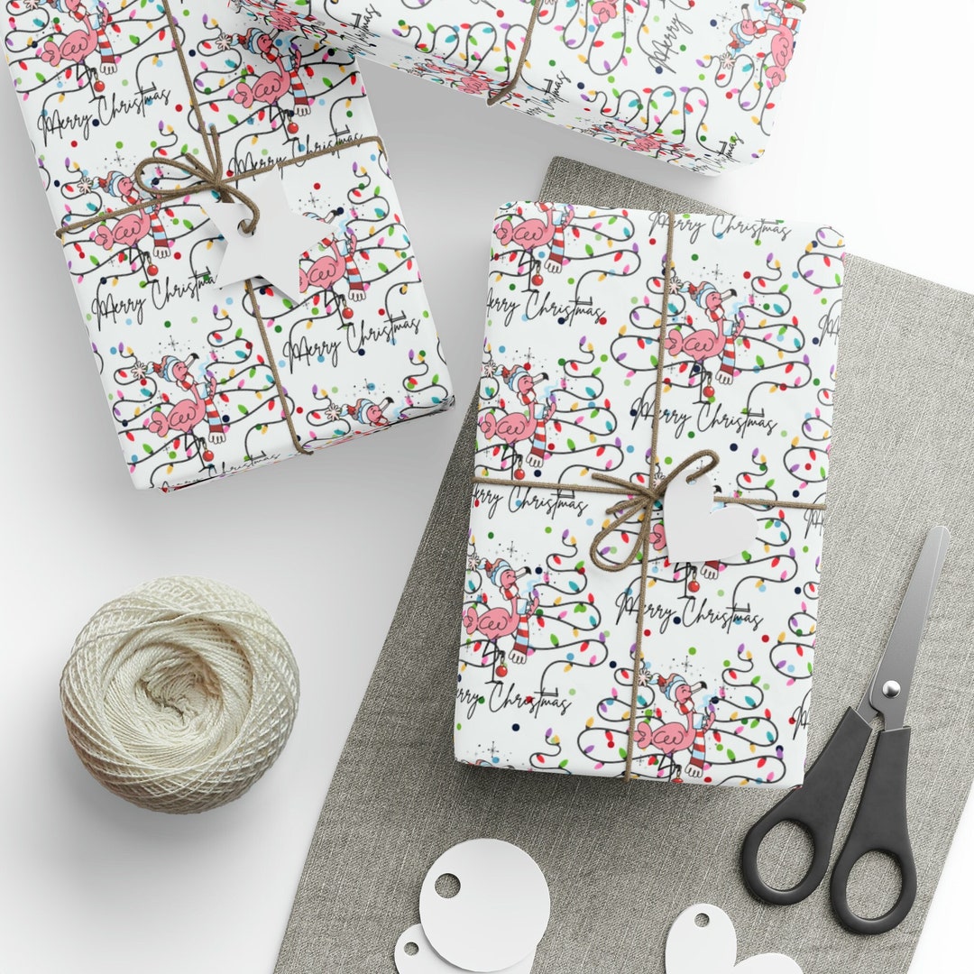Santa Flamingo Gift Wrapping Paper Roll, Flamingo Gift Wrapping Paper ...