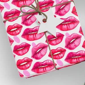 Lips Gift Wrapping Paper Roll, Sensual Lips Gift Wrapping Paper, Lips ...