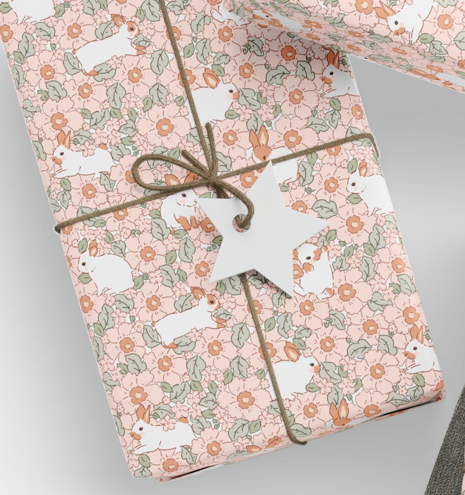 Bunny Rabbit Wrapping Paper Roll, Bunny Wrapping Paper, Rabbit Gifts ...