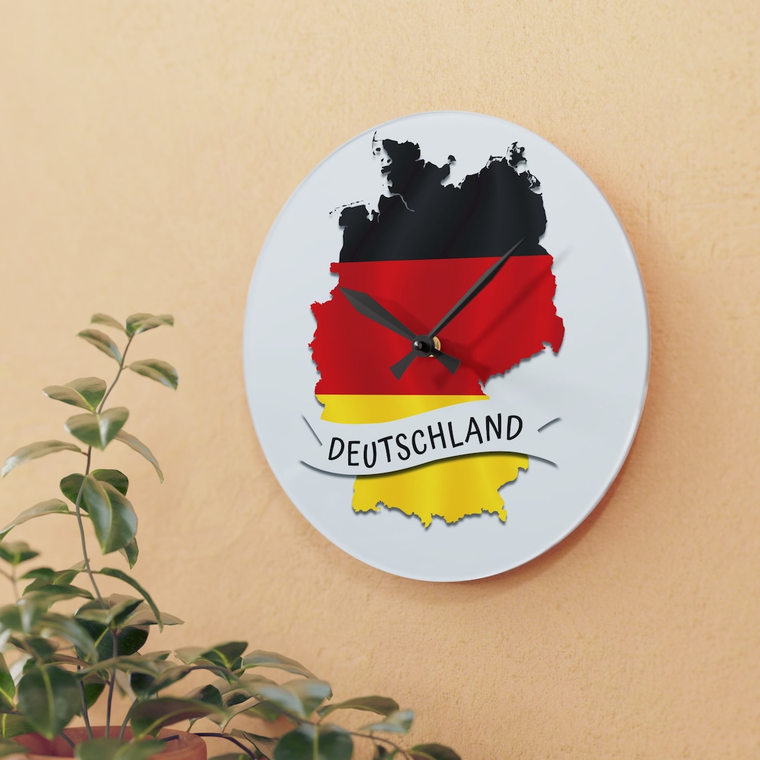 Germany Flag Acrylic Wall Clock, Germany Map Wall Clock, Deutschland ...