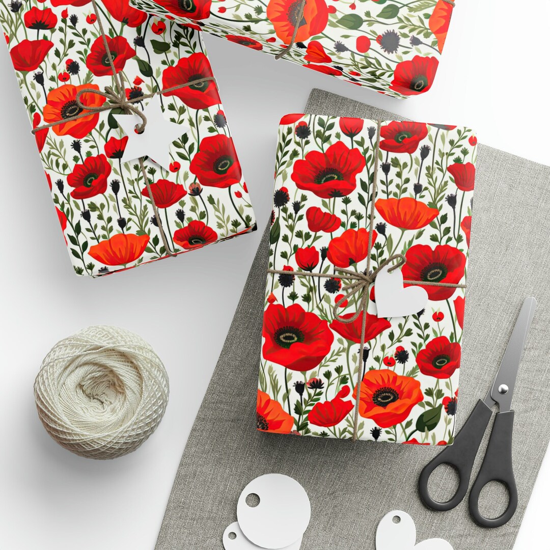 Whimsical Poppy Gift Wrapping Paper Roll, Poppy Gift Wrapping Paper ...