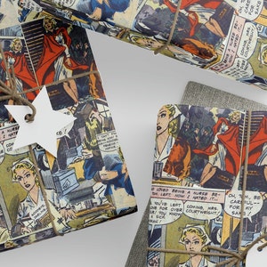 Comic Book Wrapping Paper, Vintage Comic Book Love Wrapping Paper ...