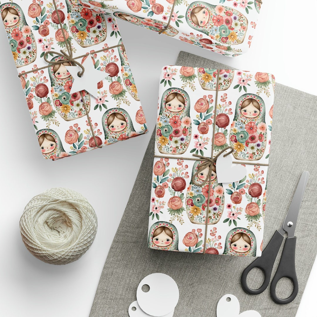 Matryoshka Wrapping Paper, Stalking Dolls Wrapping Paper, Russian ...