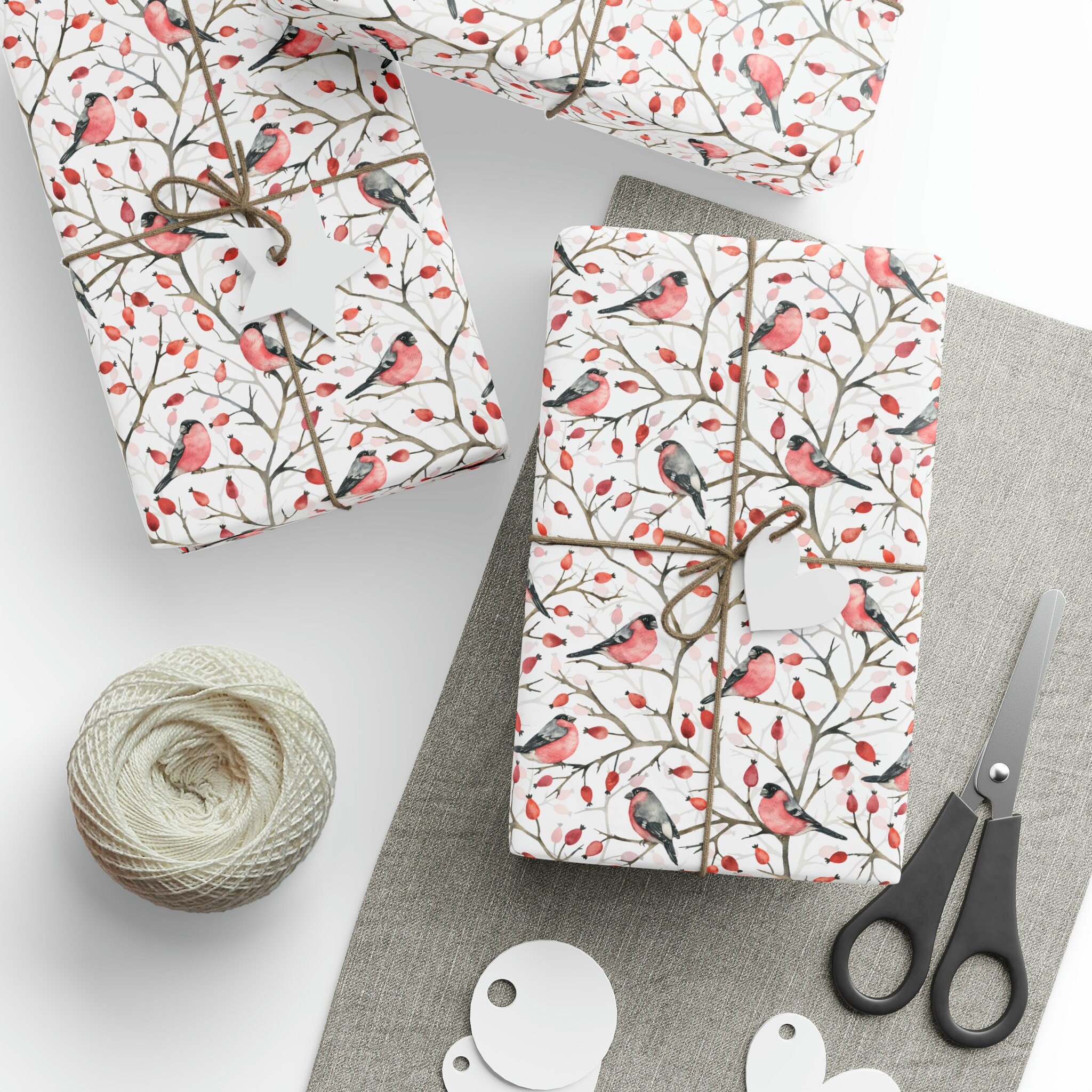 Bullfinches Birds Wrapping Paper, Bullfinch Birds Gift Wrapping Paper ...