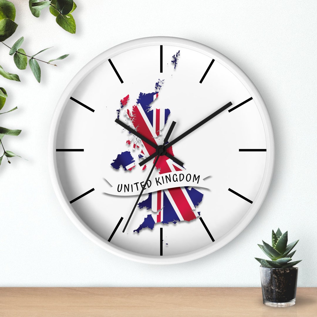 United Kingdom Flag Wall Clock, UK Flag Wall Clock, United Kingdom Flag ...