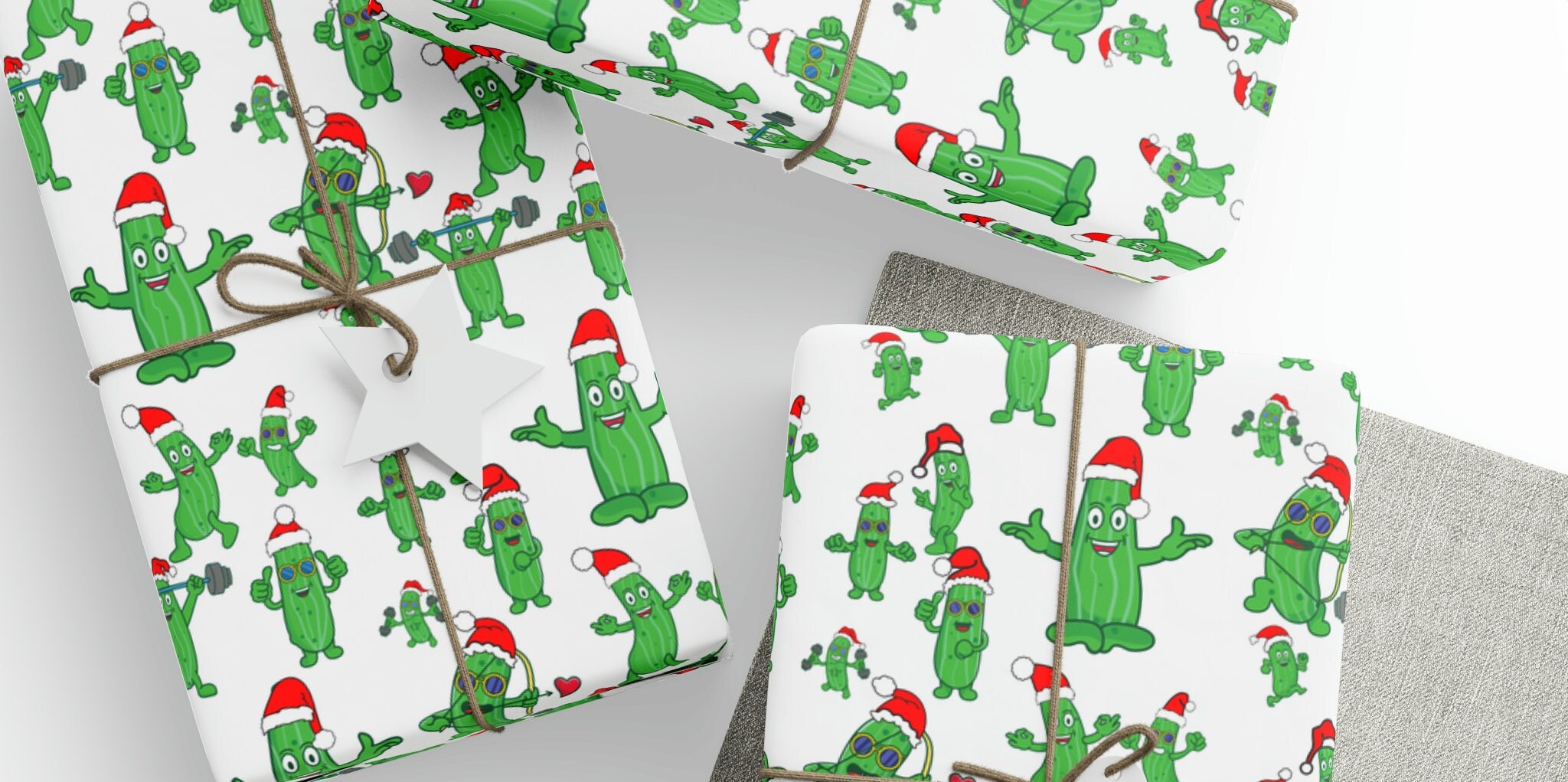 Pickle Gift Wrapping Papers, Santa Pickle Gift Wrapping Paper ...